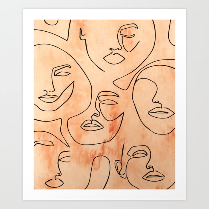 One Line Drawings Faces Pattern Face Line Drawing Abstract Faces Trendy