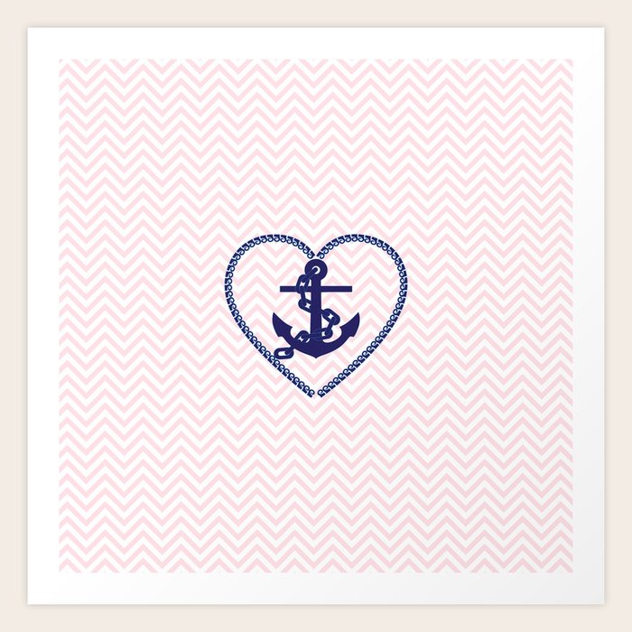 Pink And Navy Blue Chevron