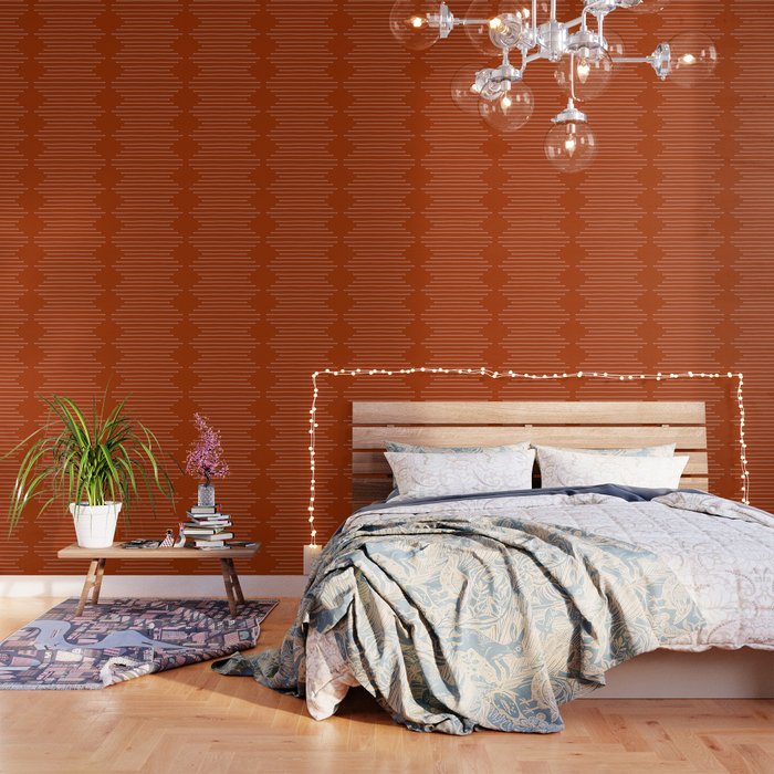 terracotta patterned wallpaper