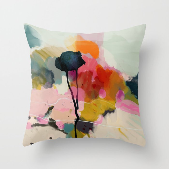 paysage abstract Throw Pillow by lalunetricotee Art Paintings | Society6