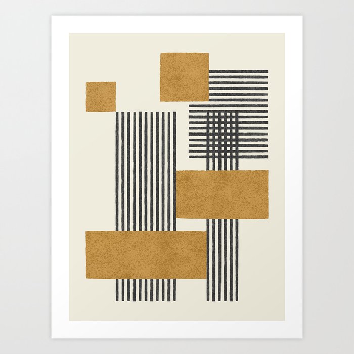 Stripes and Square Composition - Abstract Art Print by MoonlightPrint ...