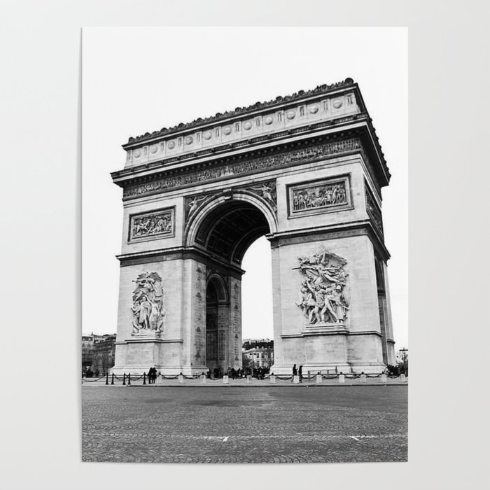 Arc de triomphe, Champs-Élysées, Paris, France black and white ...
