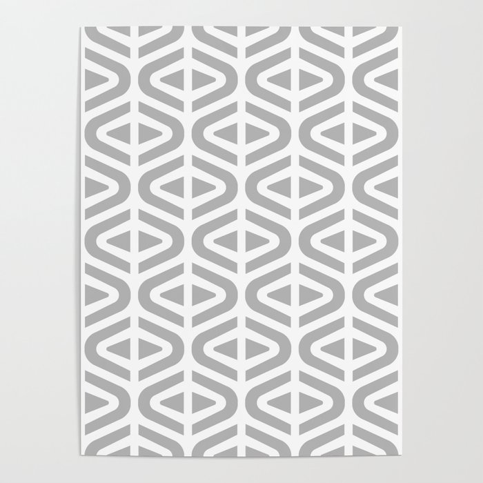 Mid Century Modern Split Triangle Pattern Gray Poster By Tony Magner