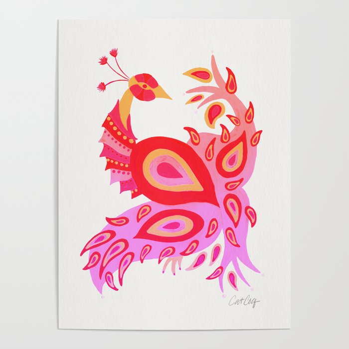 Peacock Pink And Peach Ombré Palette Poster By Cat Coquillette Society6