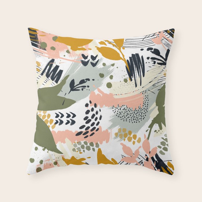 Abstract strokes still life Throw Pillow by mmartabc | Society6