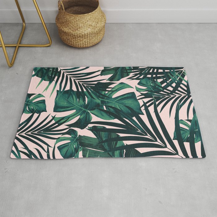 dark green patterned rug