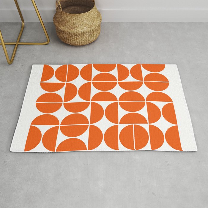 orange geometric pattern rug
