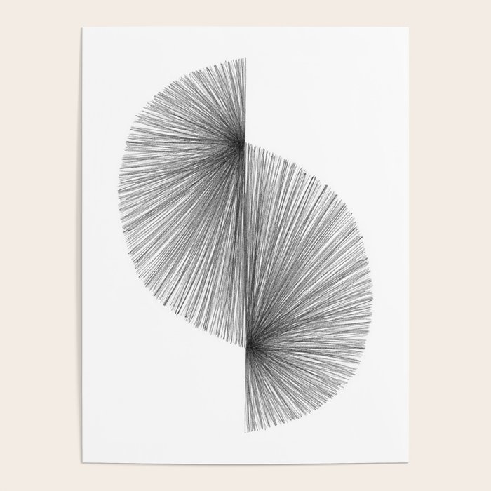 Mid Century Modern Geometric Abstract S Shape Line Drawing Pattern ...