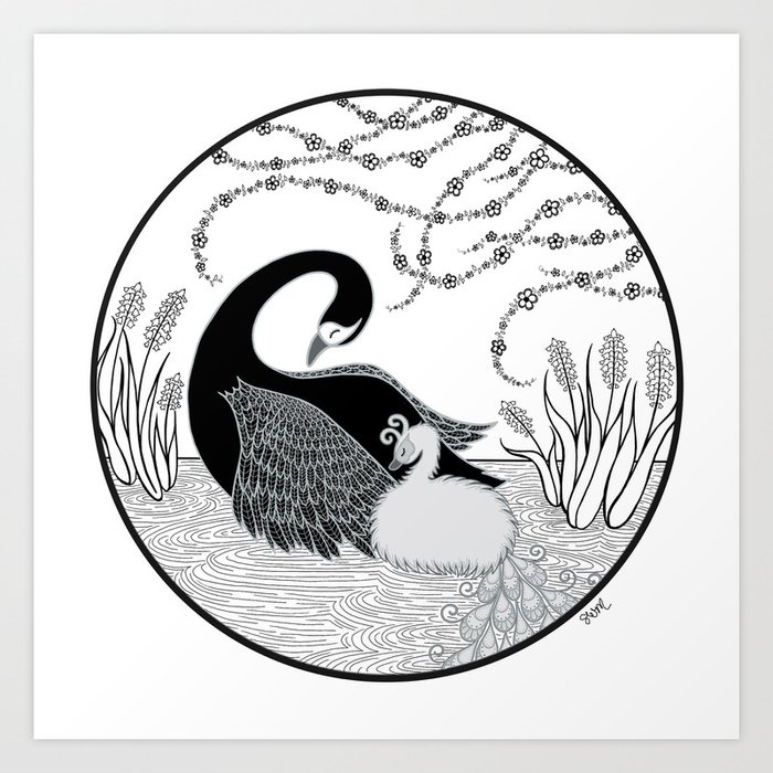 Black Swan and Moonlark Art Print by Shannon Messenger | Society6