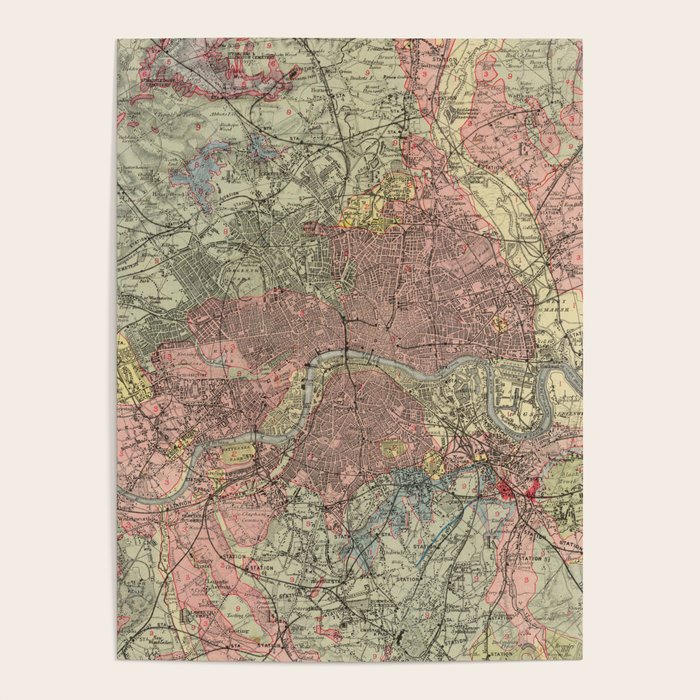 Vintage Geological Map of London (1883) Poster by BravuraMedia | Society6