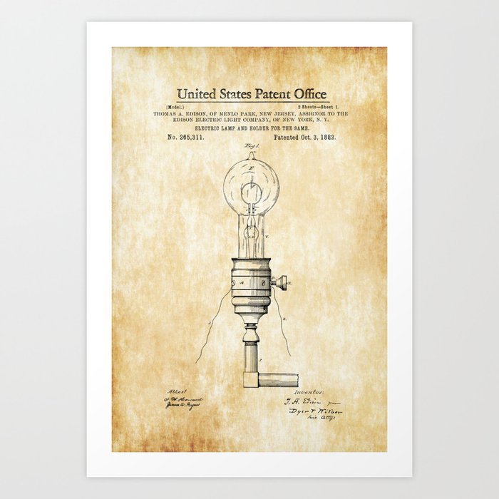 Thomas Edison Light Bulb Patent