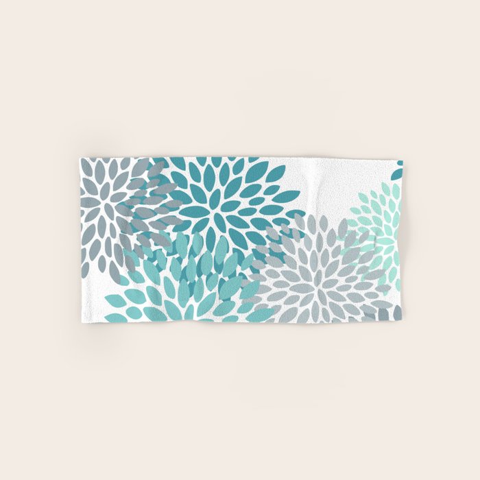 turquoise patterned towels