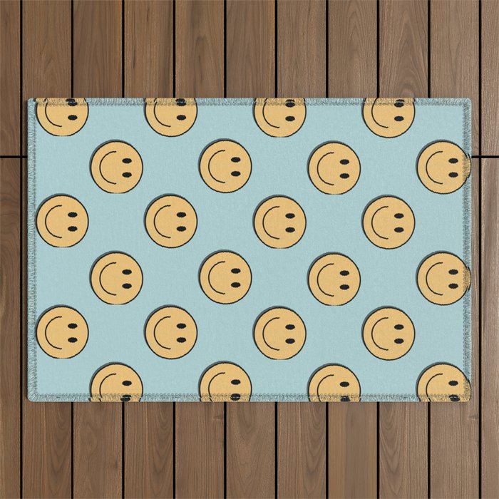smiley face 90s Outdoor Rug by quinnhopp | Society6