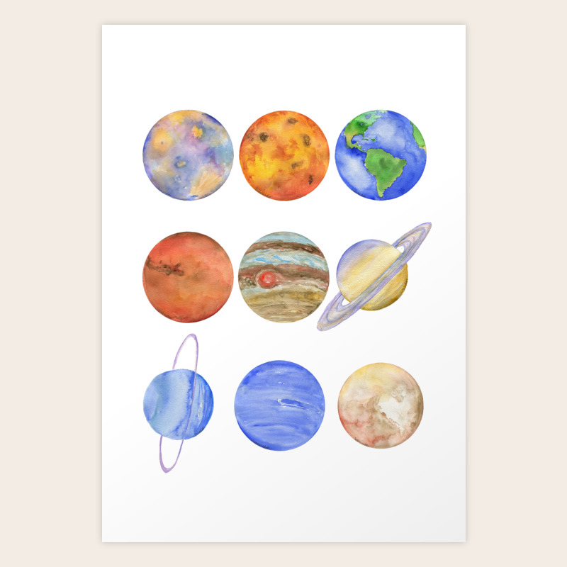 Watercolor Solar System Art