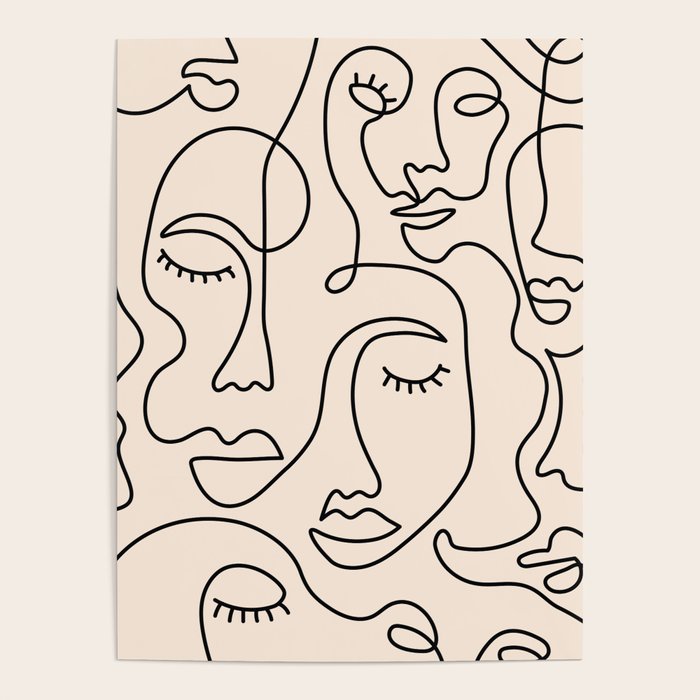 Abstract Single Line Face Poster by Sundry Society | Society6