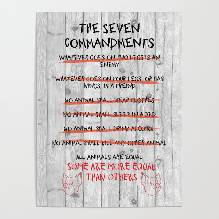 The Seven Commandments Animal Farm Poster By Gumless Society6 the-seven-commandments-animal-farm-poster-by-gumless-society6