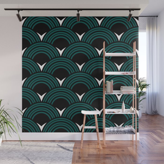 art deco shell wallpaper