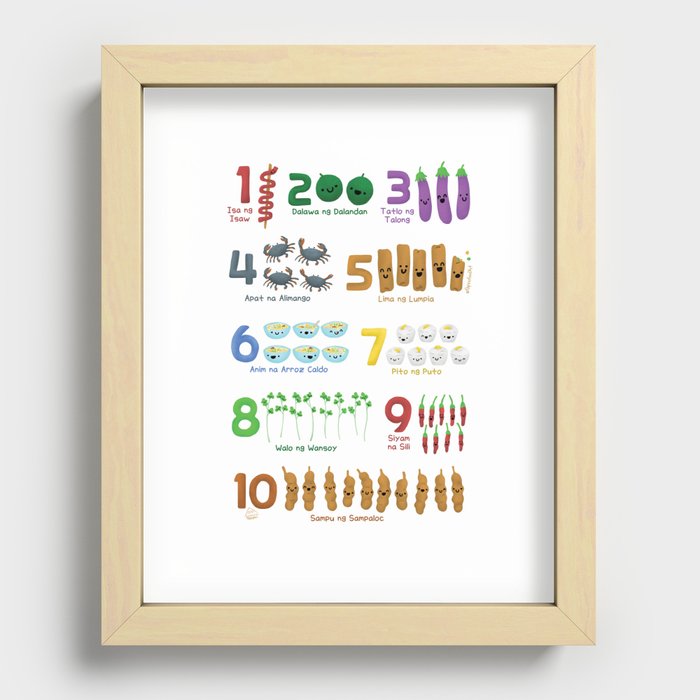 Learn Filipino Food Numbers 1 to 10, Tagalog Recessed Framed Print by ...