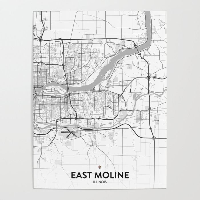 East Moline, Illinois, United States - Light City Map Poster by IMR ...
