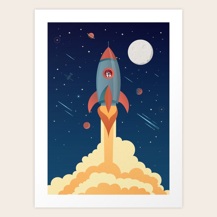 Space rocket launching Art Print by Dennson Creative | Society6