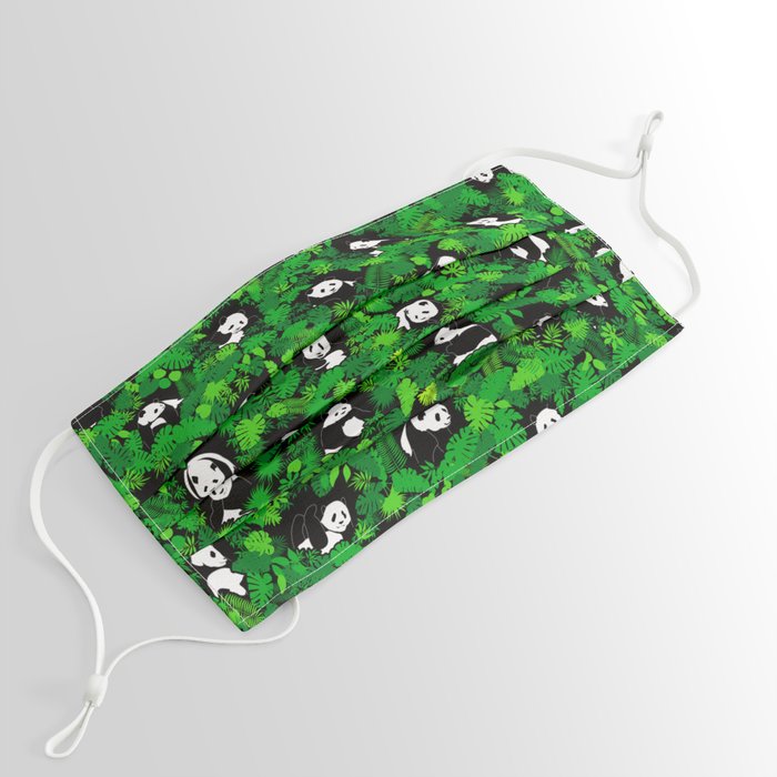 Panda Lover Giant Pandas Jungle Leaf Animal Wildlife Pattern Face Mask ...