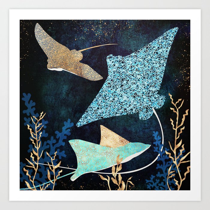 Metallic Stingray II Art Print by SpaceFrogDesigns | Society6