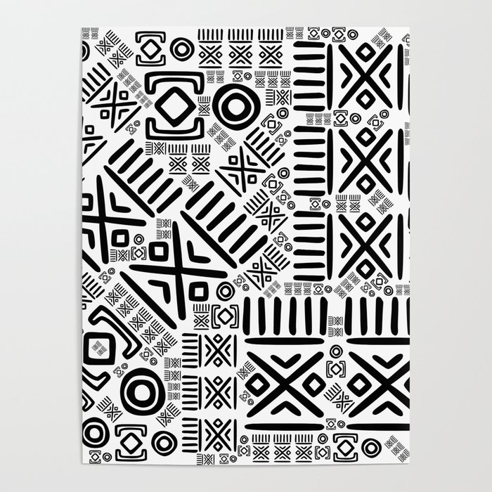 Ethnic African Pattern Black And White 8 Poster By Creativemotions