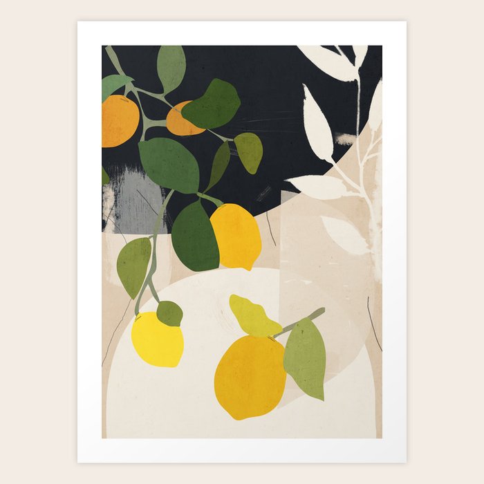 Lemon Abstract Art Art Print by ThingDesign | Society6