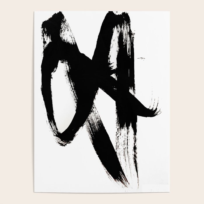 Brushstroke 2 - simple black and white Poster by Alyssa Hamilton Art ...