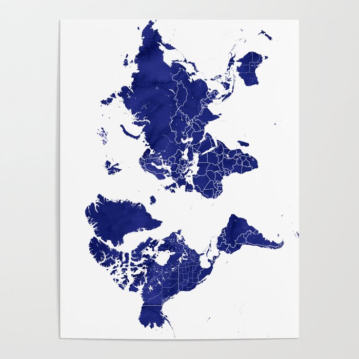 Navy blue world map with outlined countries Poster by blursbyaiShop ...