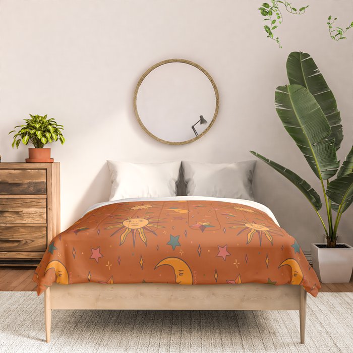 folk print bedding