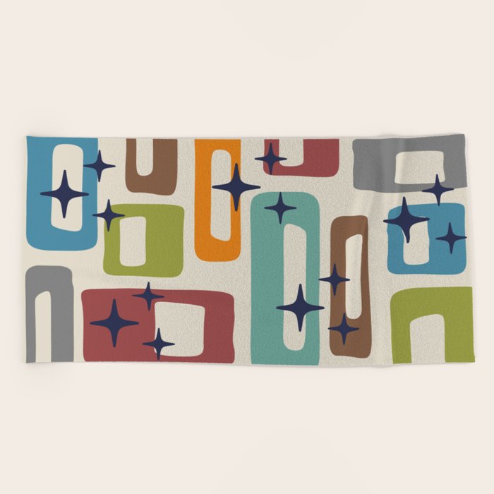 Retro Mid Century Modern Abstract Pattern 224 Atomic Googie Beach Towel ...