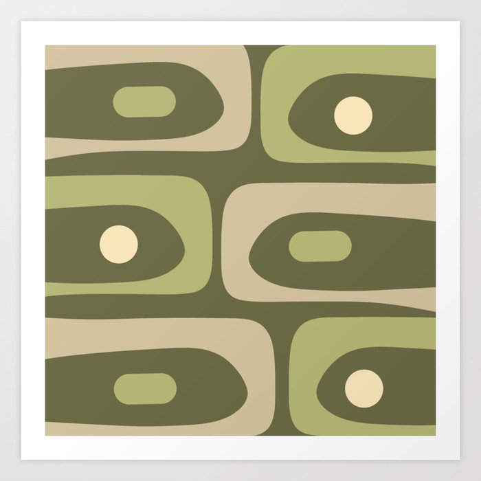 Mid Century Modern Piquet Minimalist Abstract Olive Green And Muted