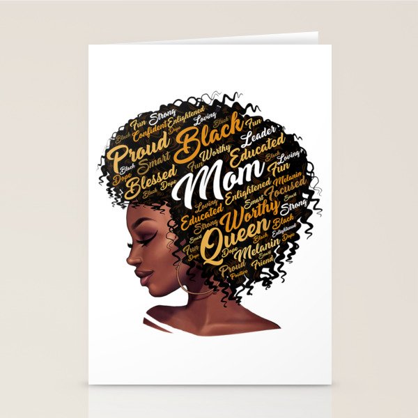 Happy Mothers Day Black Mom Queen Afro African Woman Stationery Cards