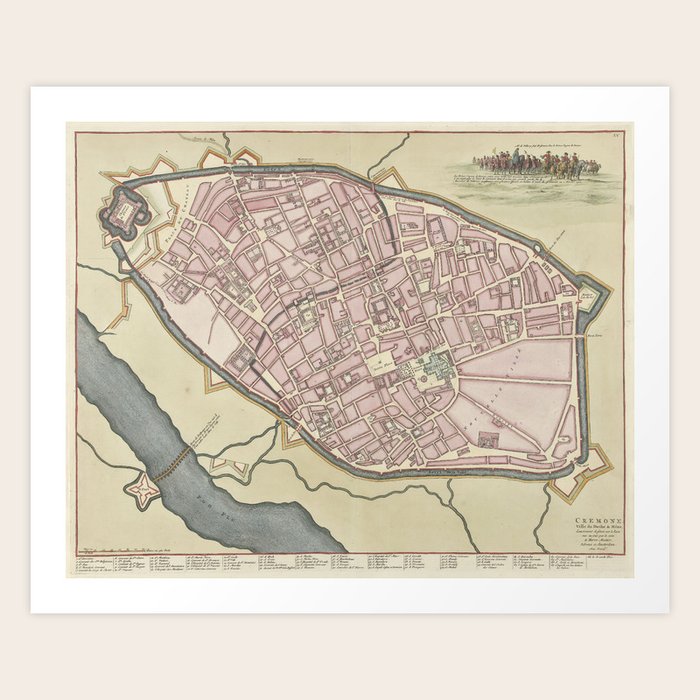 Vintage Cremona Italy Map (1702) Art Print by BravuraMedia | Society6