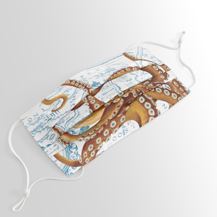 Brown Octopus Ancient Map White Face Mask by Seven Sirens Studios ...