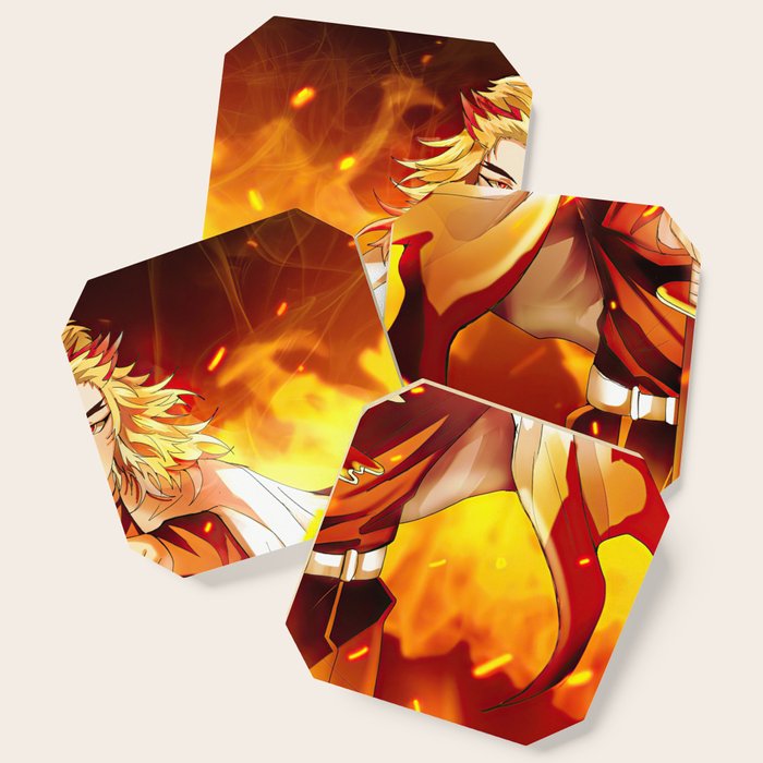 Kyojuro Rengoku Kimetsu No Yaiba Coaster By Amber Rose Patrick Society6