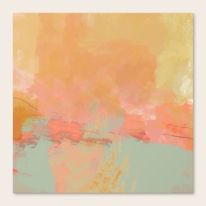 abstract peach sky on mint sea Canvas Print by lalunetricotee Art ...