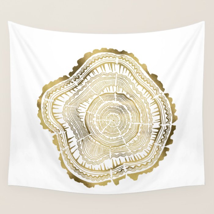 Gold Tree Rings Wall Tapestry by Cat Coquillette | Society6