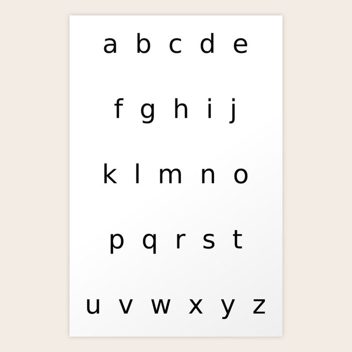 Small Alphabet Chart