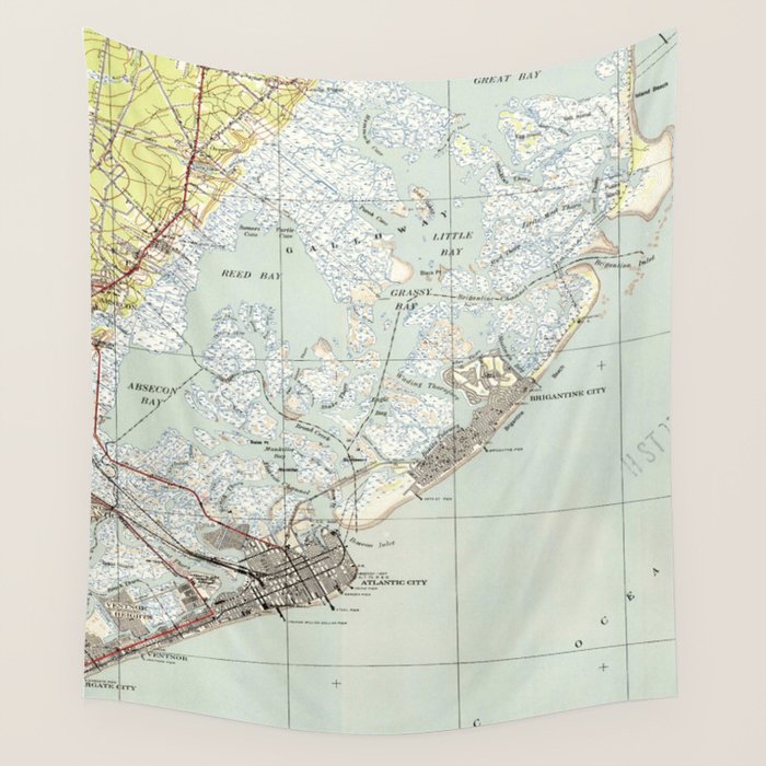 Vintage Map of Atlantic City NJ (1941) Wall Tapestry by BravuraMedia ...