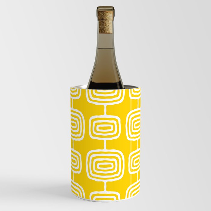 Mid Century Modern Atomic Rings Pattern Yellow Wine Chiller by Tony ...