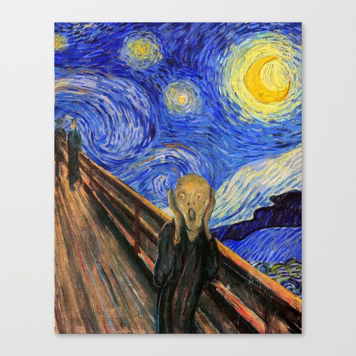 Edvard Munch,“ The Scream ” + Van Gogh,“ Starry night ” Canvas Print by ...