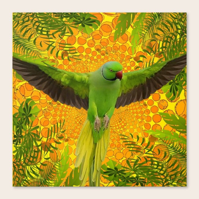 Green Parrot Painting