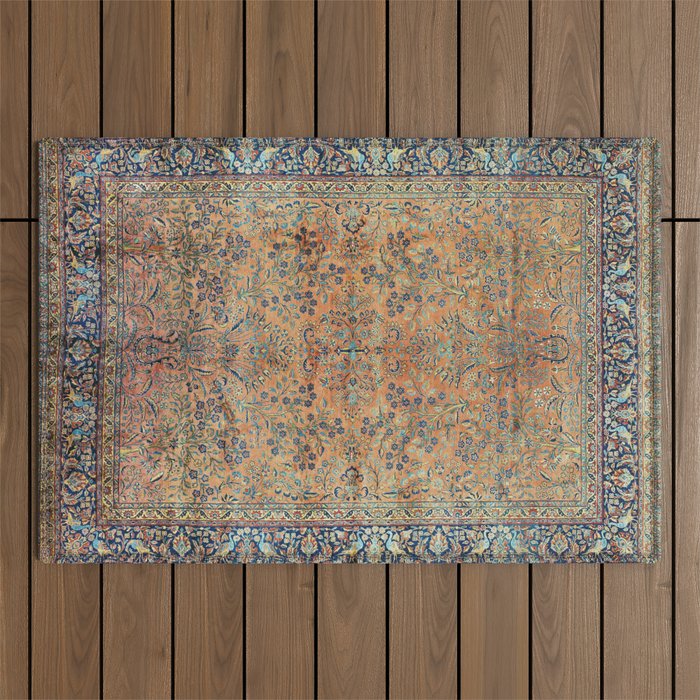 Kashan Floral Persian Carpet Print Outdoor Rug by Vicky Brago-Mitchell ...