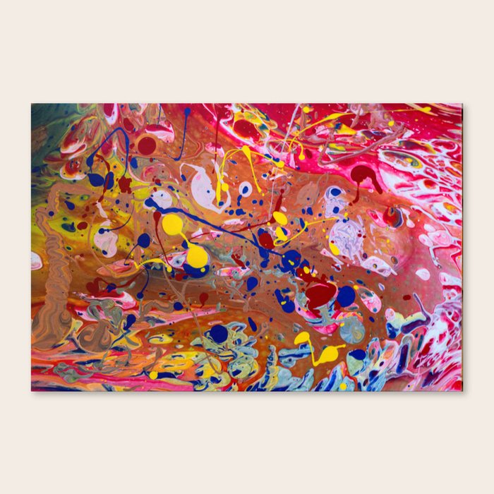 Original Splatter Pour - Red/Blue/White/Yellow Canvas Print by Dan ...