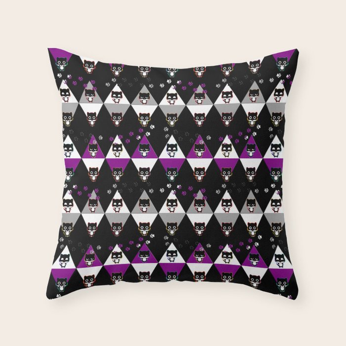 Pattern Of Lgbt Cats And Asexual Ace Pride Flag Throw Pillow By