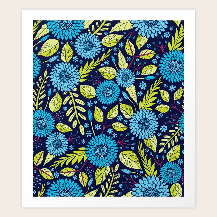 turquoise floral pattern