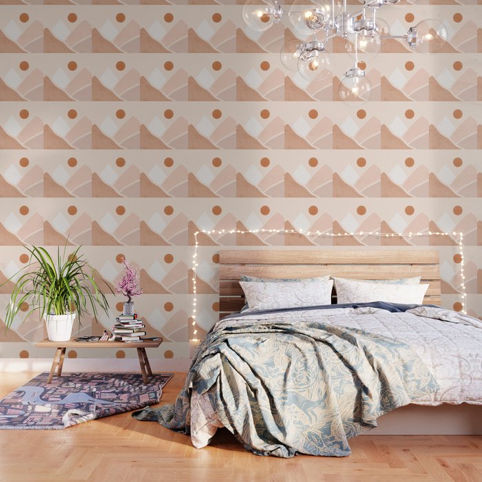 Warm Neutral mountain sun Wallpaper by Miss Belle Design | Society6