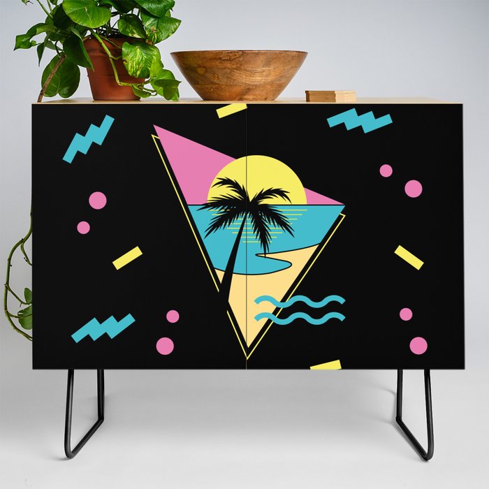 palm tree pattern credenza